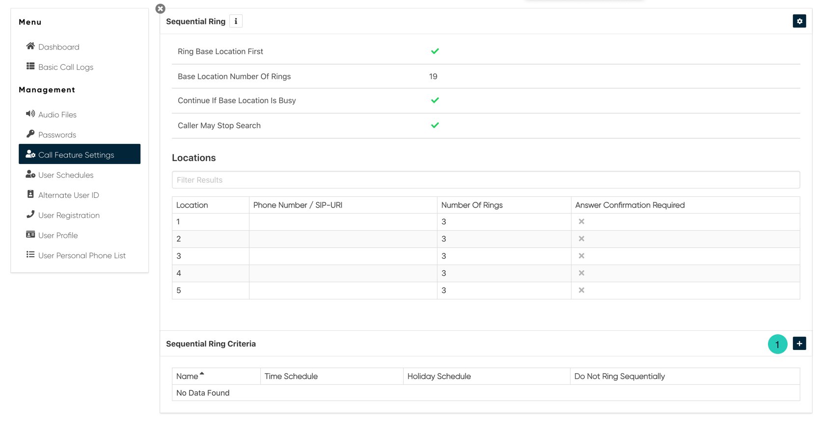 Business Voice Portal - Sequential Ring